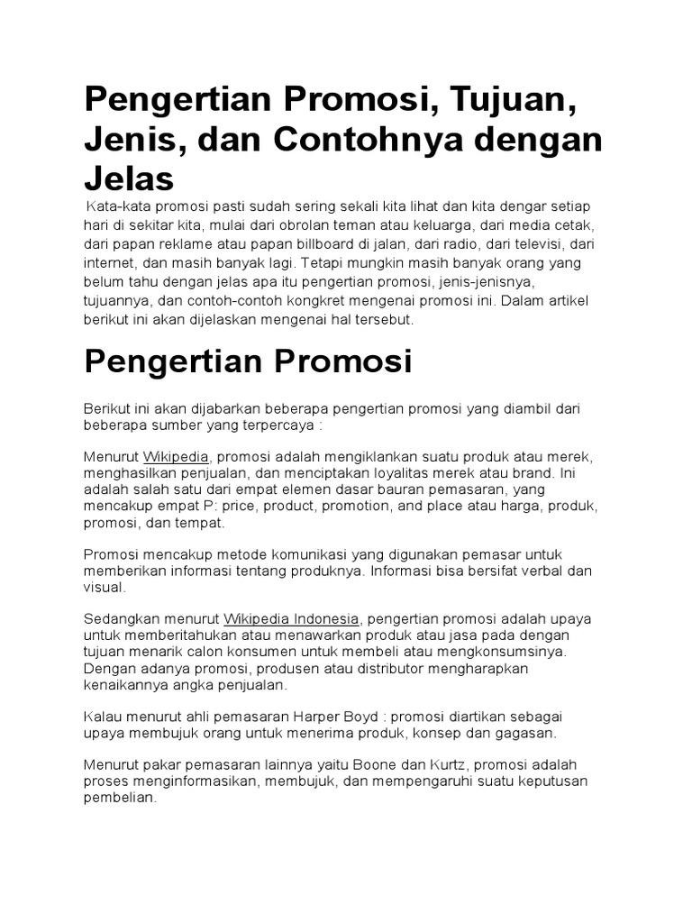 Pengertian Promosi | PDF | Bisnis | Ilmu Sosial