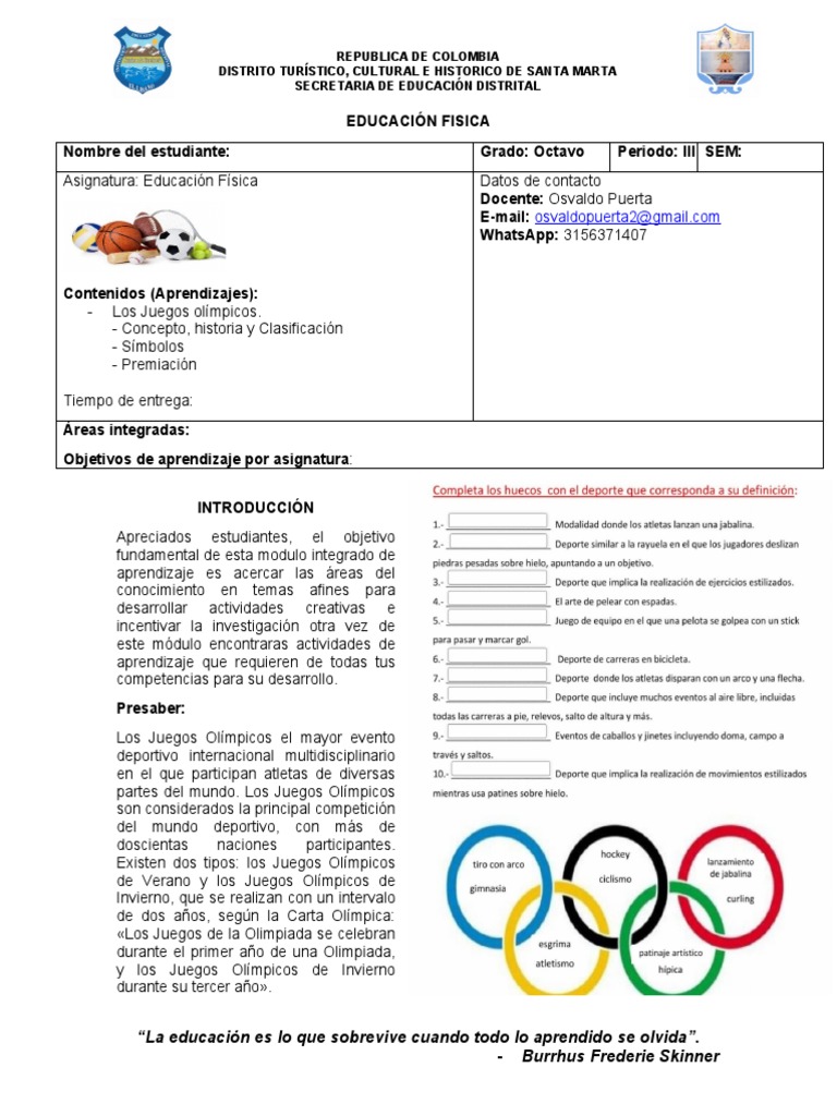 Símbolos de los Juegos Olímpicos | PDF | Juegos olímpicos | Aprendizaje