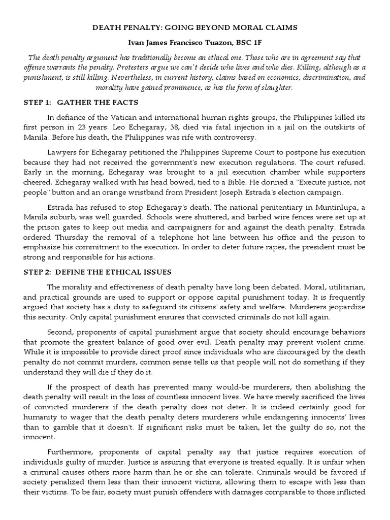 DEATH PENALTY Ivan James Francisco Tuazon BSC 1F | PDF | Capital ...