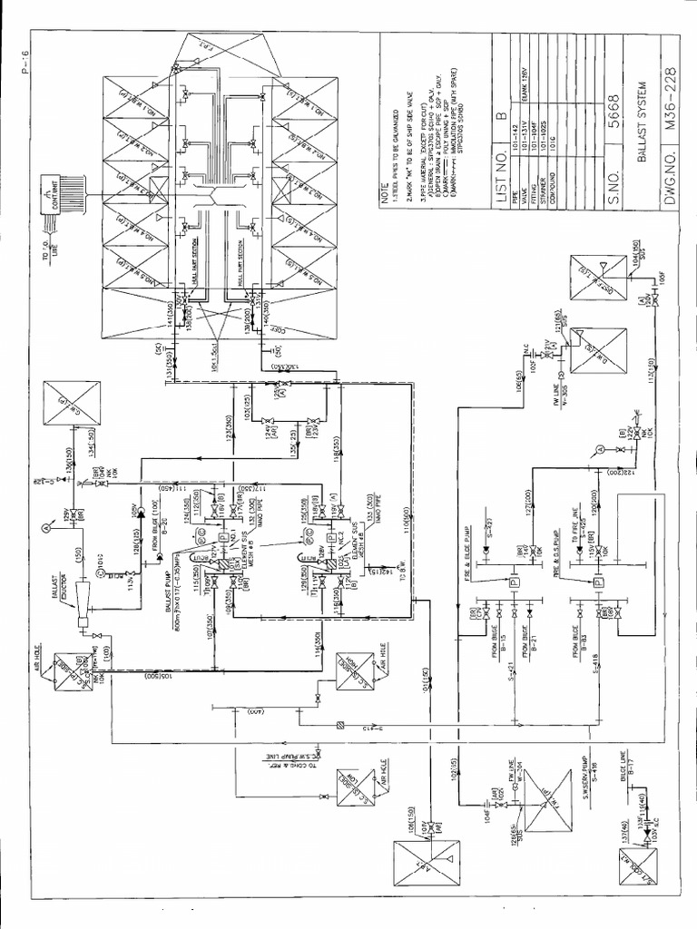 Ballast Piping Arrangement - 1M-6 Part I | PDF