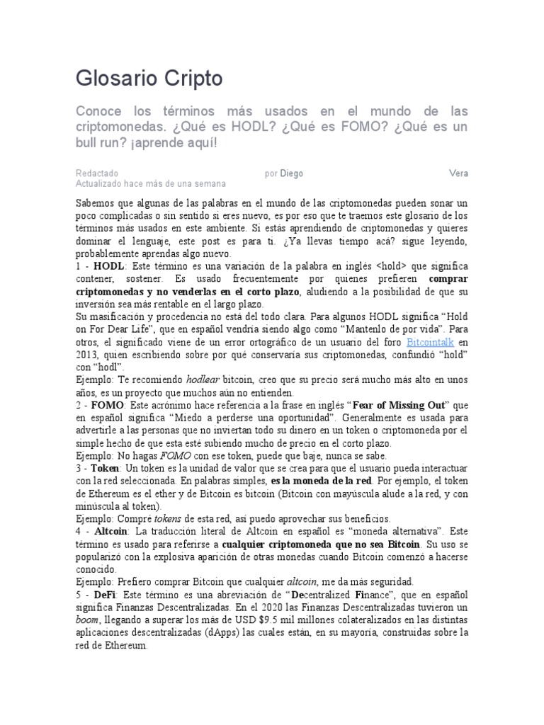 Glosario de Cripto | PDF | Criptomoneda | Bitcoin