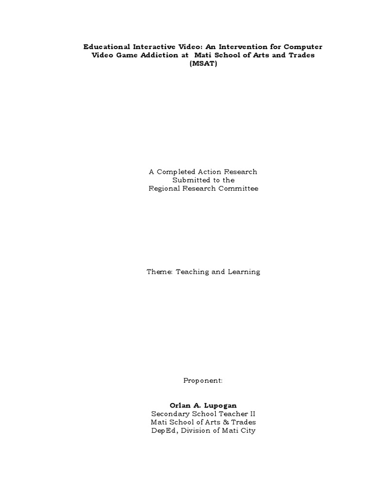 OALupogan Action Research | PDF | Sampling (Statistics) | Questionnaire