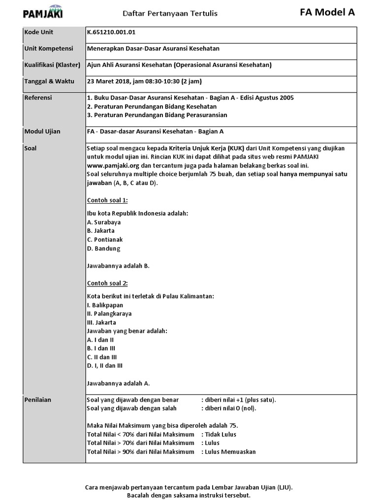 Soal FA 2018-03 Model A | PDF