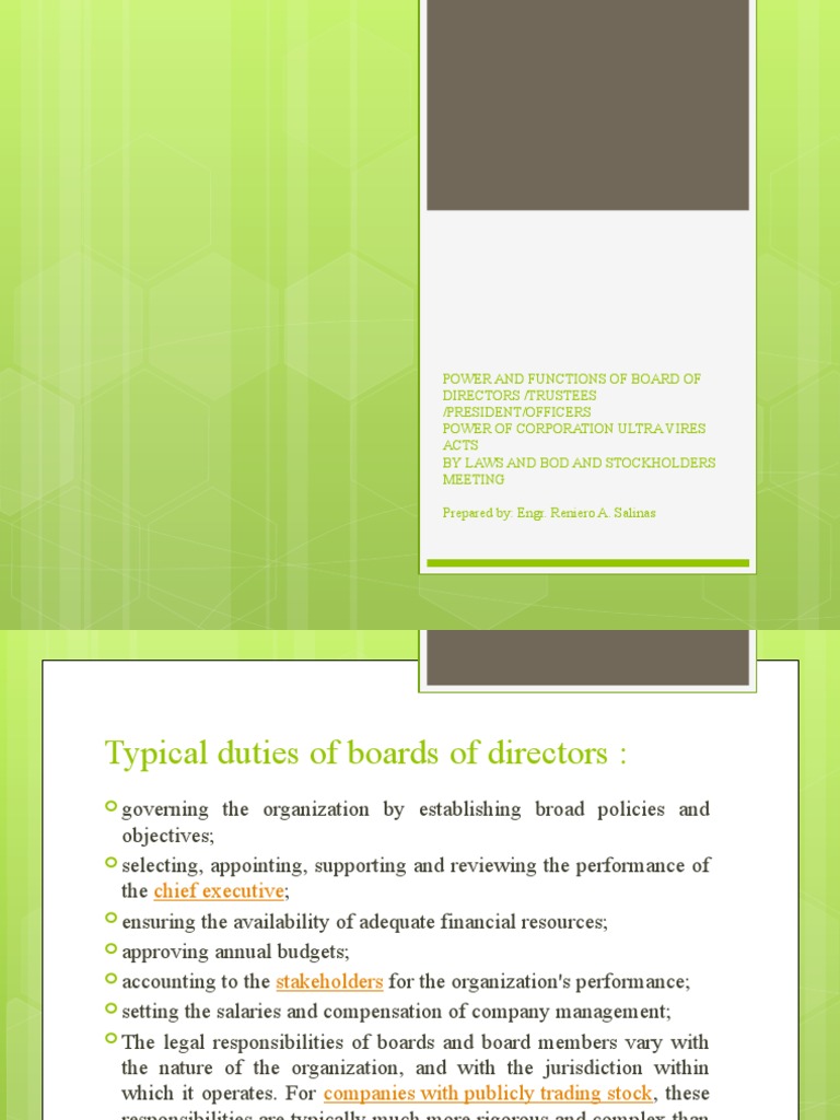 Board of Directors and Corporate Powers | PDF | Eminent Domain | World ...