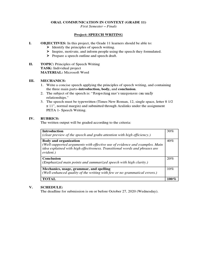 PETA 1 and 2 Speech Writing and Delivery | PDF | Speech | Learning