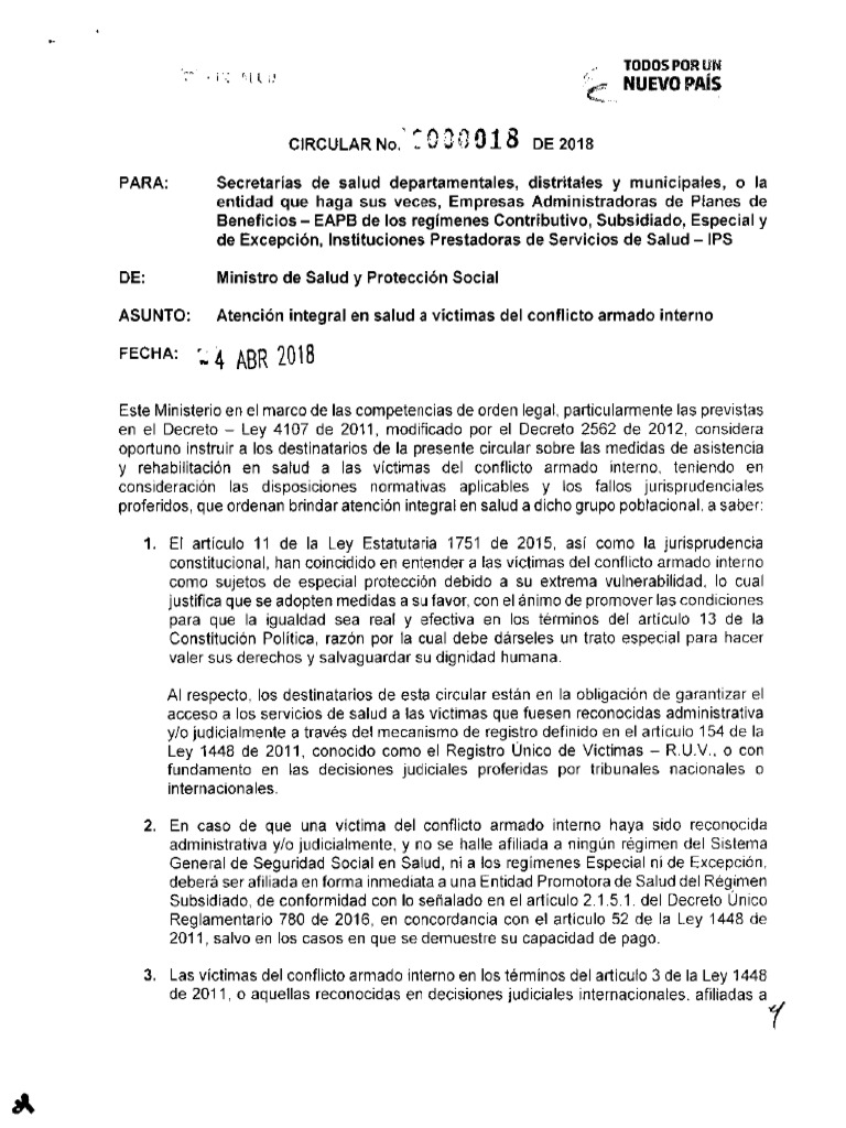 Circular 018 de 2018 | PDF | Finanzas y dinero