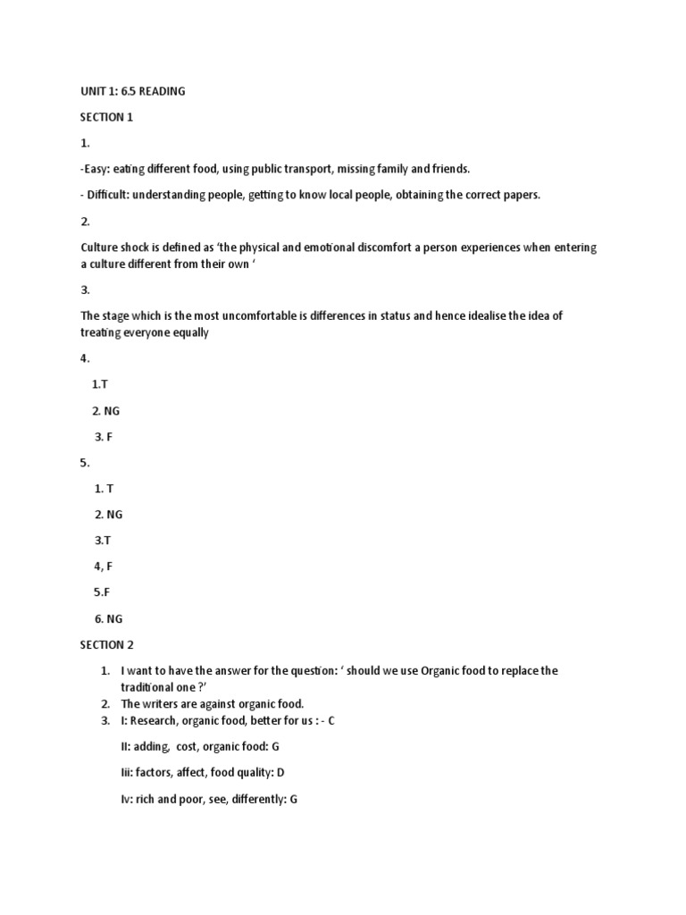 Reading Home Work Week 1 | PDF | Foods | Organic Foods