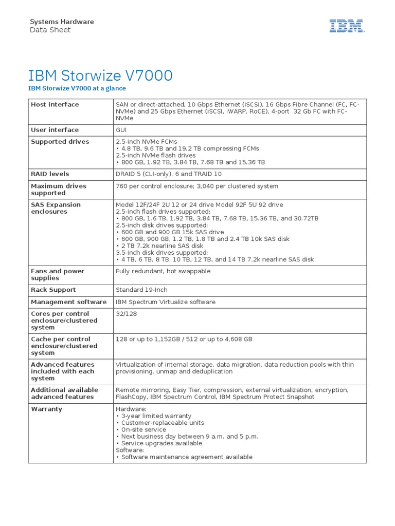 IBM Storwize V7000: Data Sheet | PDF | Computer Engineering | Data Management