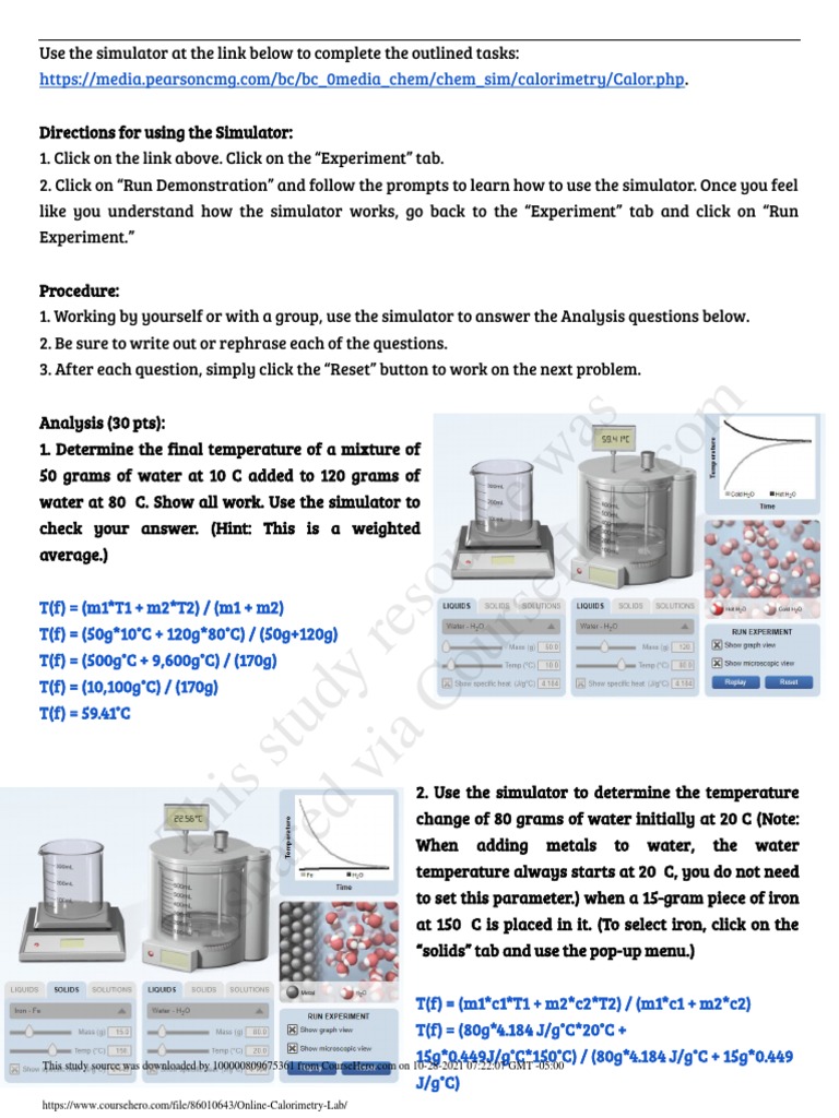 Determination of Thermochemical Properties Through Calorimetry ...