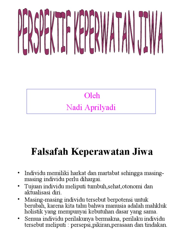 Perspektif Keperawatan Jiwa | PDF | Karier & Perkembangan | Pengembangan Diri