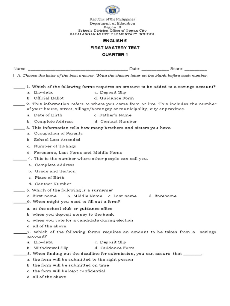 Grade 5 Summative Test In English Modules 1 3 PDF Pupa Butterfly