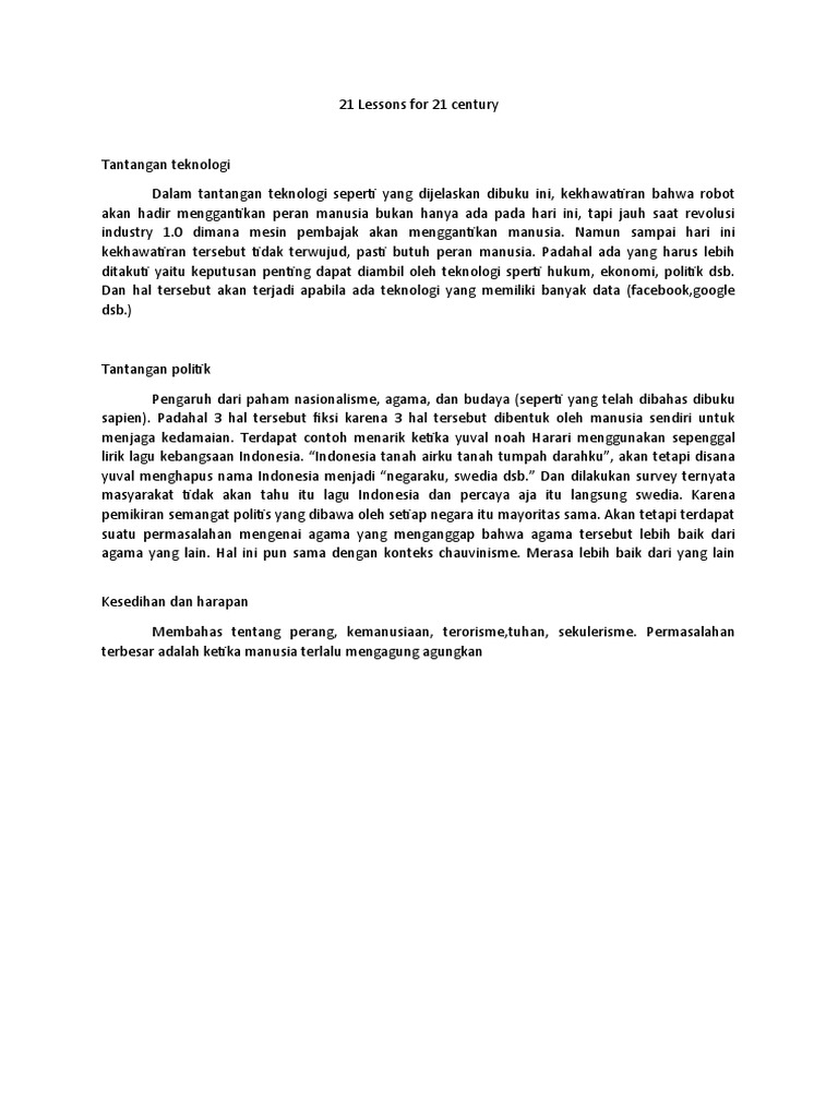 21 Lessons For 21 Century | PDF