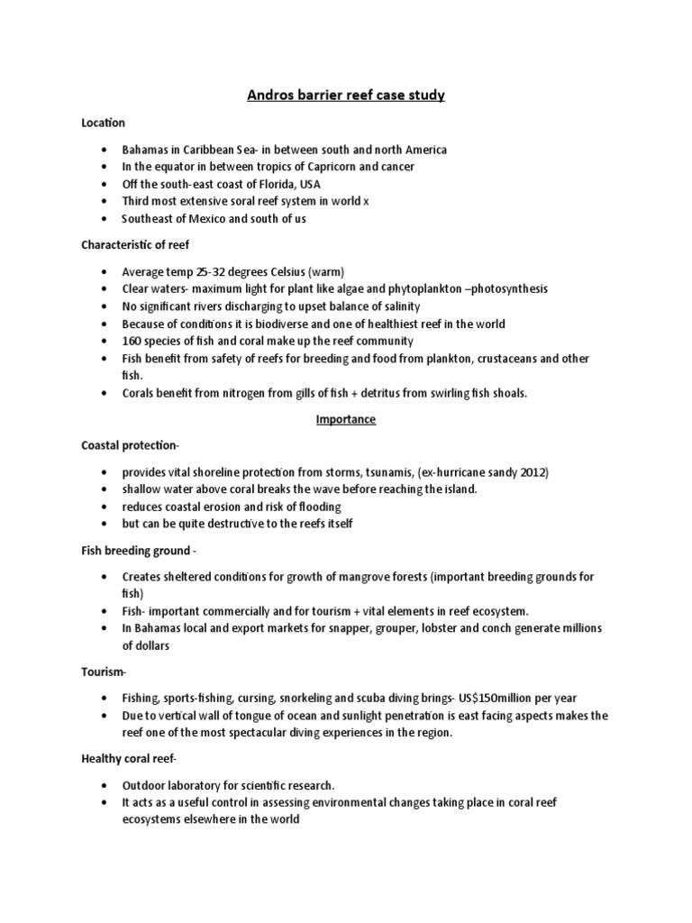 Andros Barrier Reef Case Study | PDF | Coral Reef | Ocean Acidification