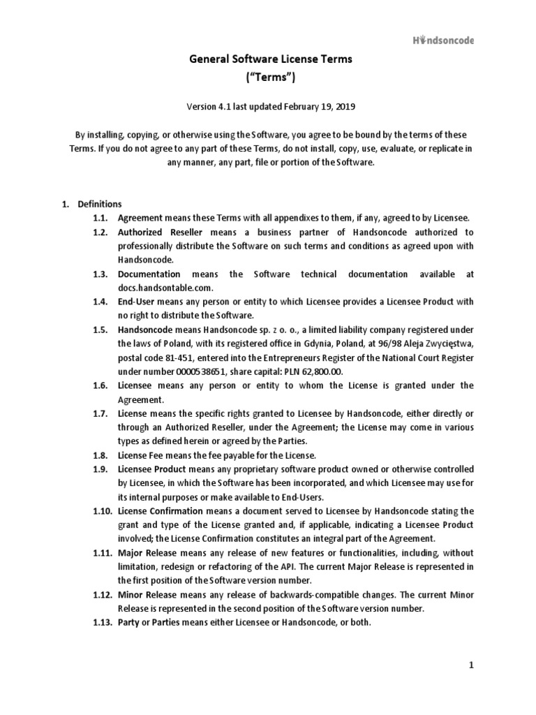 General Software License Terms ("Terms") | PDF | License | Indemnity