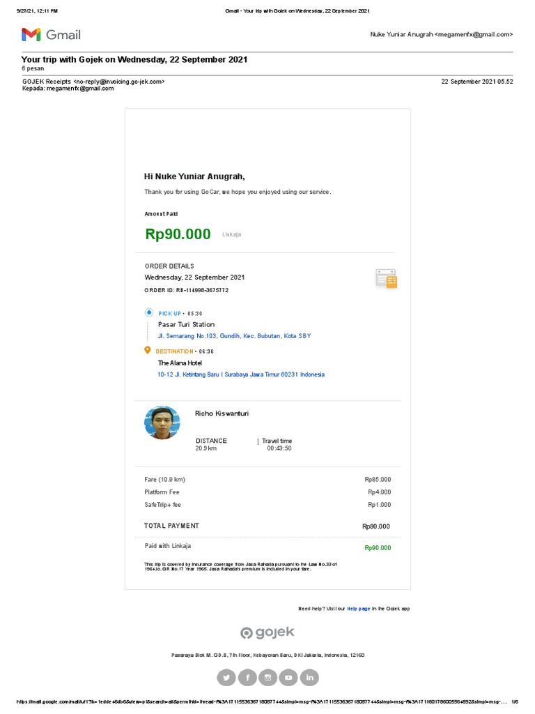 Gojek Invoice: Trip to Soto Cak Har | PDF | Service Industries | Indonesia