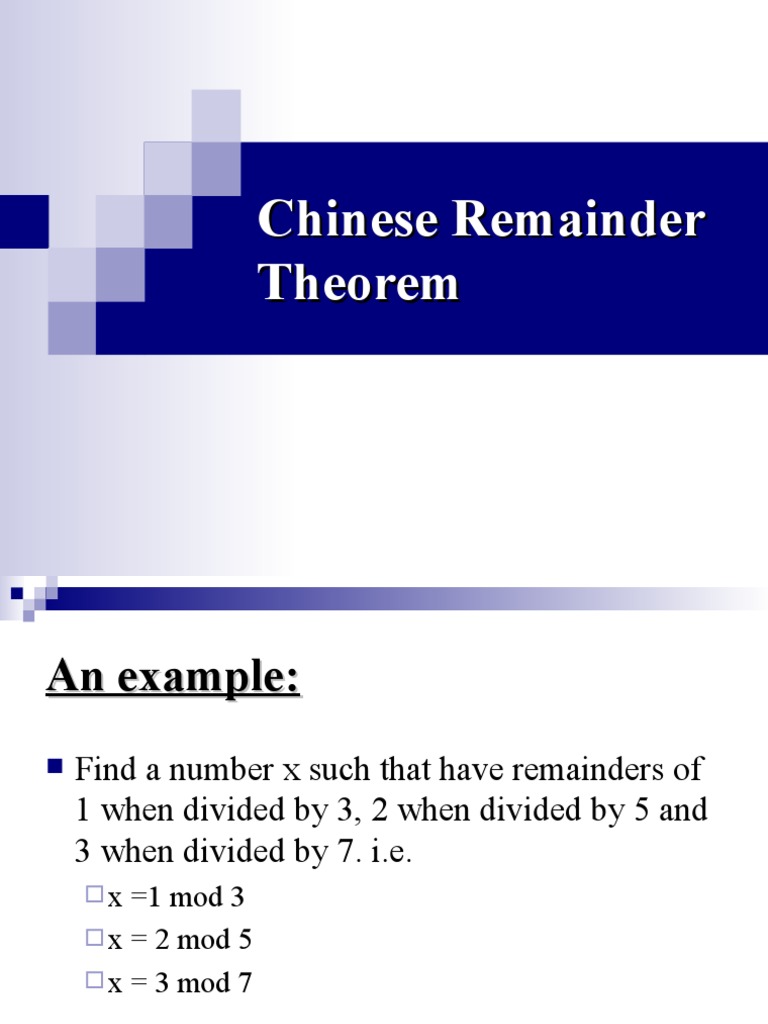 Chinese Remainder Theorem Pdf Number Theory Teaching Mathematics