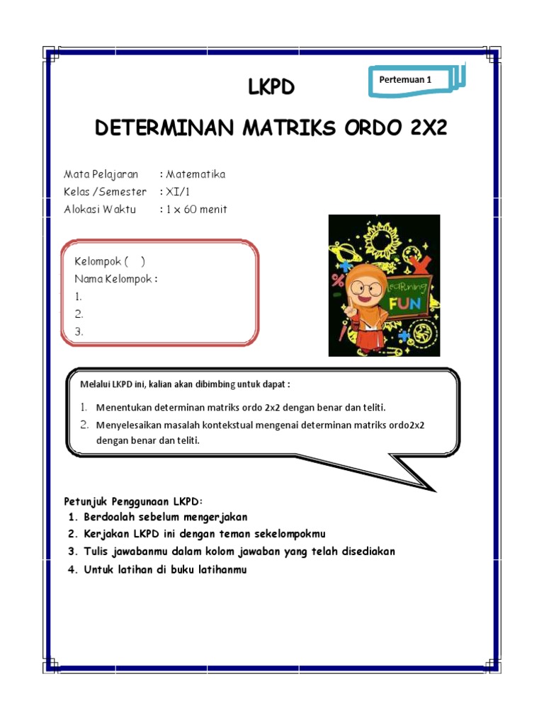 LKPD-Determinan Matriks | PDF