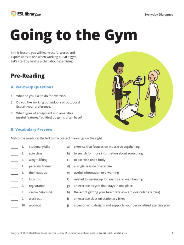 76 Going To The Gym US | PDF | English As A Second Or Foreign Language ...