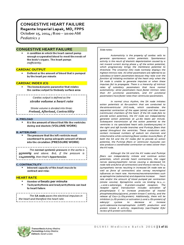 Pediatric Congestive Heart Failure Overview | PDF | Heart | Heart Failure