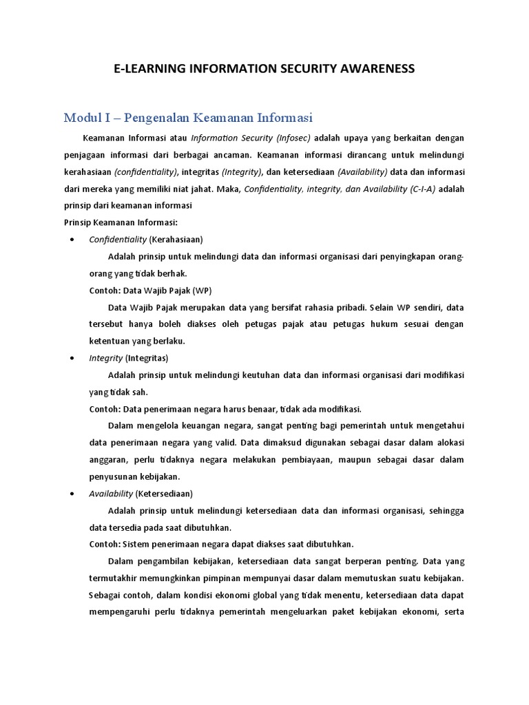 E-Learning Information Security Awareness | PDF