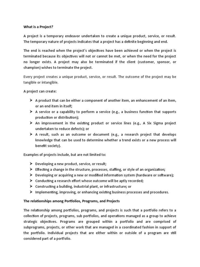 What Is A Project? | PDF | Project Management | Strategic Management