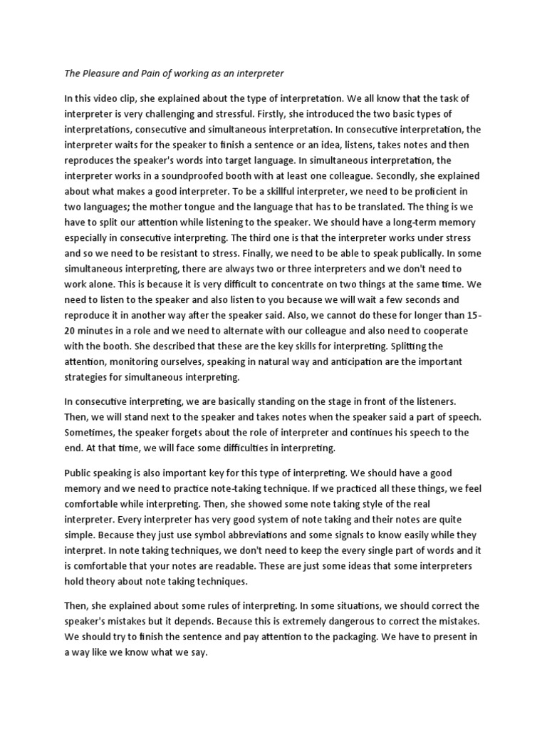 Interpreting: Challenges and Rewards | PDF | Language Interpretation ...