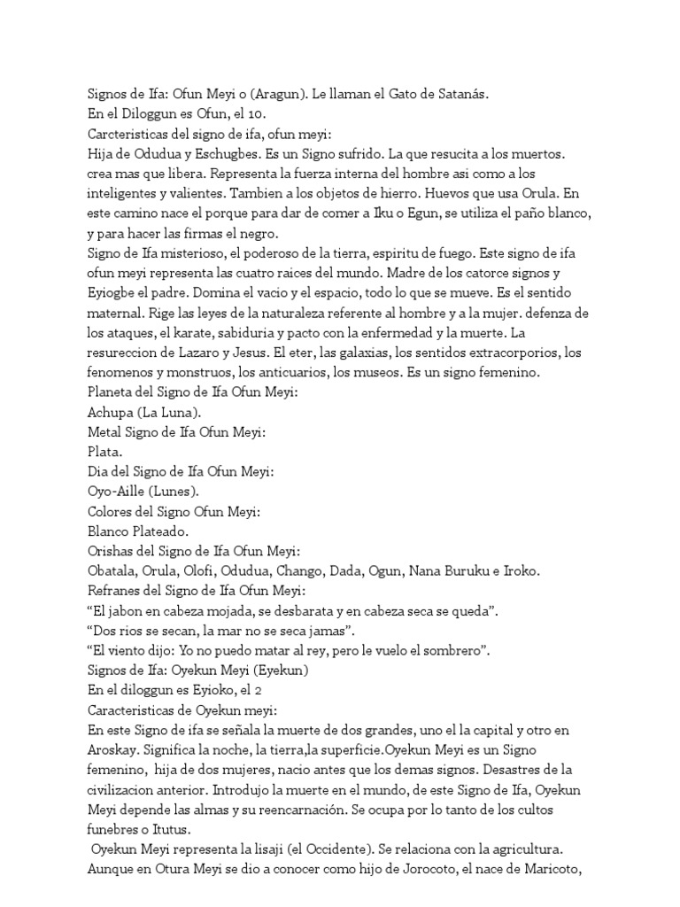 16 Principales Signos de Ifa | PDF | Santeria | Religión y creencia