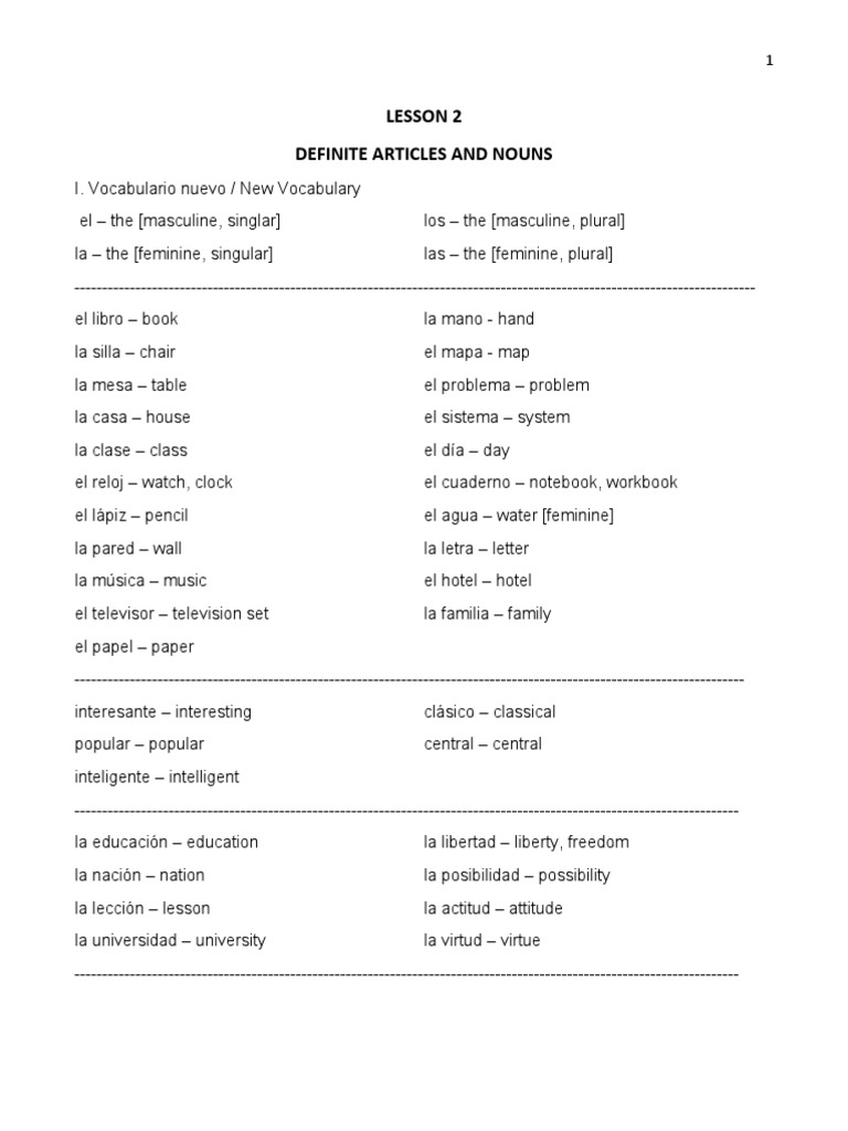 Spanish Definite Articles Guide | PDF | Spanish Language | Grammatical ...