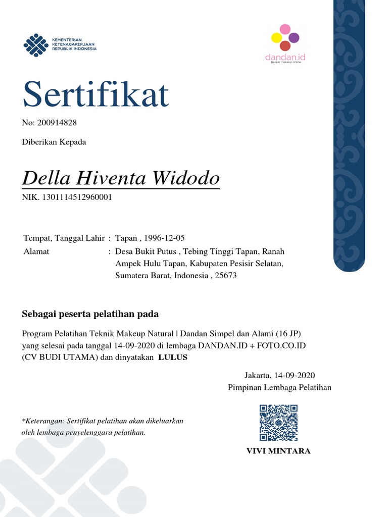 Sertifikat Kemnaker | PDF