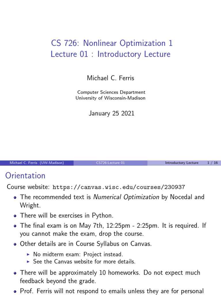 Lecture 01 | PDF | Linear Programming | Mathematical Optimization