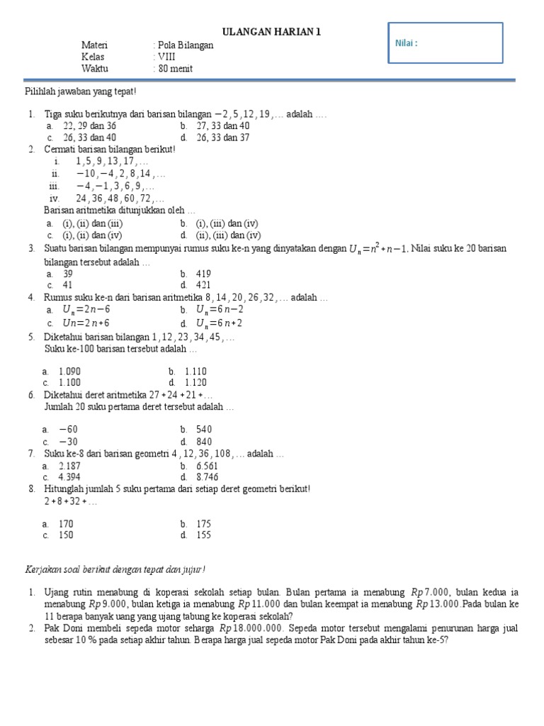 Ulangan Harian 1 | PDF