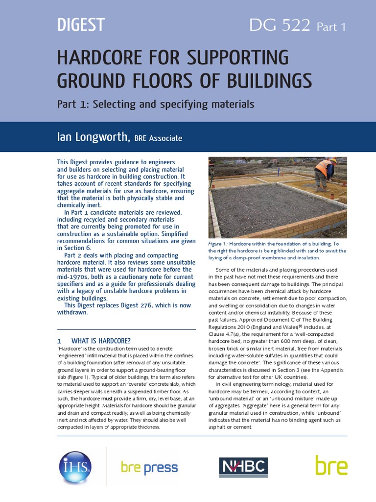 Bre Digest 522 Parts 1 2 Hardcore For Supporting Ground Floors of ...