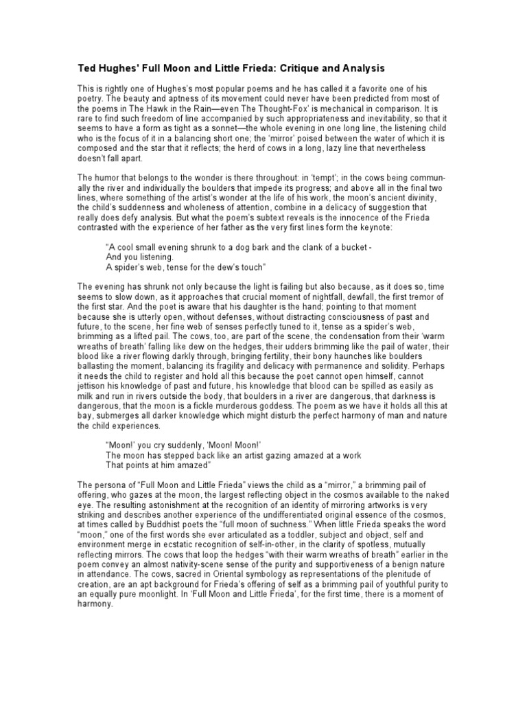 Ted Hughes' Full Moon and Little Frieda | PDF | Miracle | Poetry