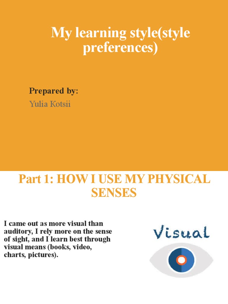 My Learning Style (Style Preferences) | PDF | Learning | Metaphor