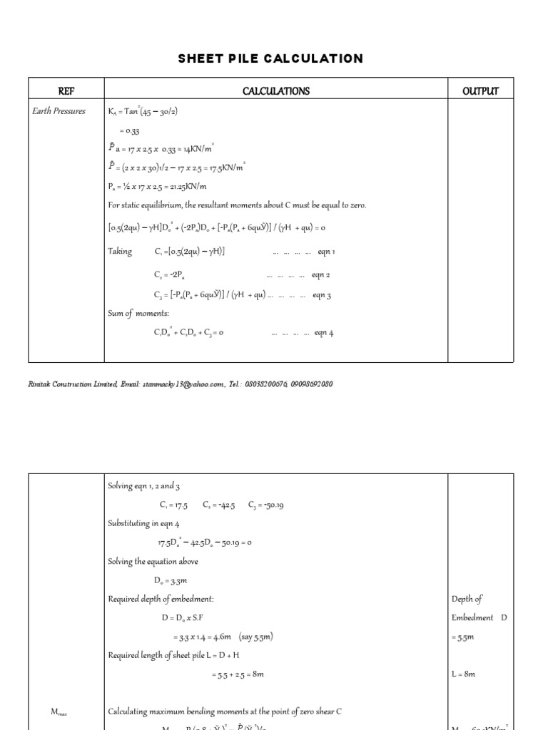 Sheet Pile Design | PDF | Economic Sectors | Structural Engineering