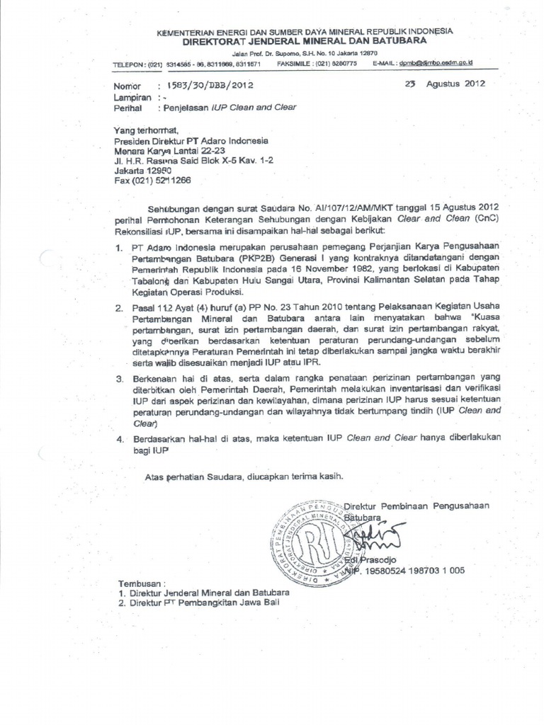 PT Adaro Indonesia Sebagai PKP2B | PDF
