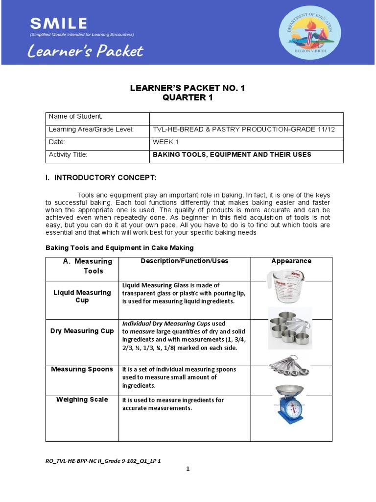 Lp1 Ro TVL He BPP Ncii Grade 11 q1 Edited | PDF | Cakes | Baking Lp1 Ro TVL He BPP Ncii Grade 11 q1 Edited | PDF | Cakes | Baking