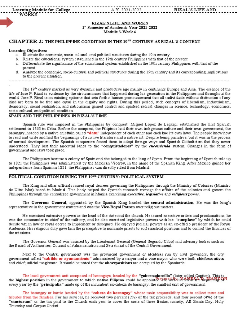 Week 4-RLW | PDF | Spanish Empire | Philippines