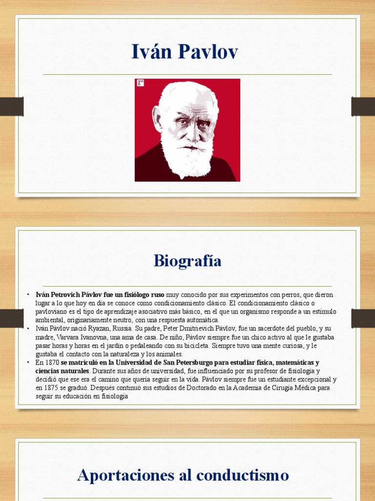 Biografía de Iván Pavlov y su legado | PDF | Conceptos psicologicos ...