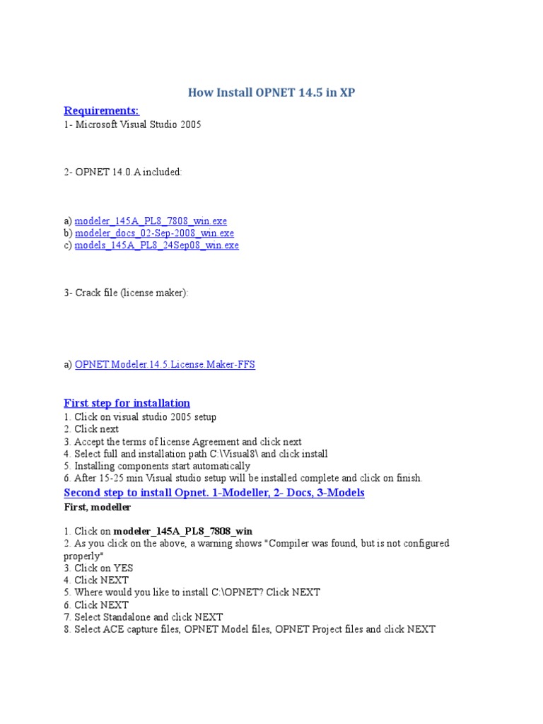 OPNET 14.5 Installation For Windows | PDF | Microsoft Visual Studio | Microsoft Windows
