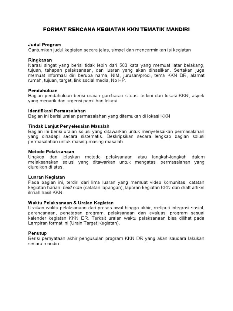 3-Format Rencana Kegiatan Kelompok | PDF