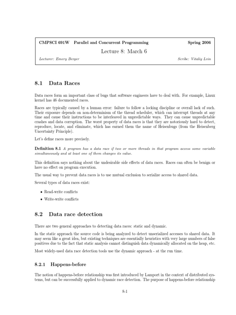 Lecture8 Scribe | PDF | Software Engineering | Concurrent Computing