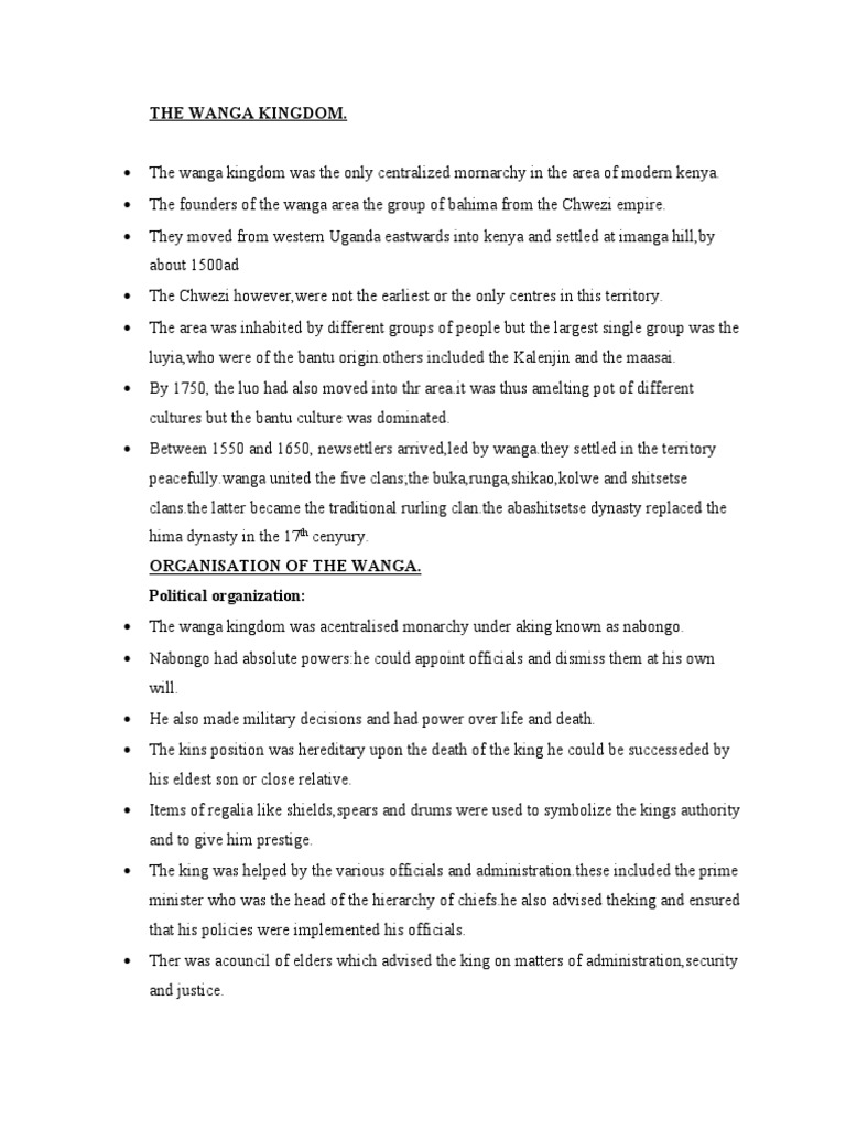 The Wanga Kingdom | PDF