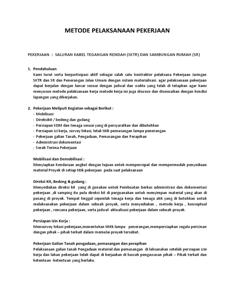 Metode Pelaksanaan Pekerjaan | PDF