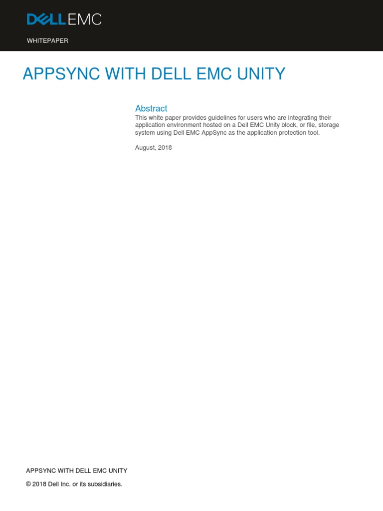Vdocument - in - Appsync With Dell Emc Unity Table of Contents Executive Summary 3 Audience ...
