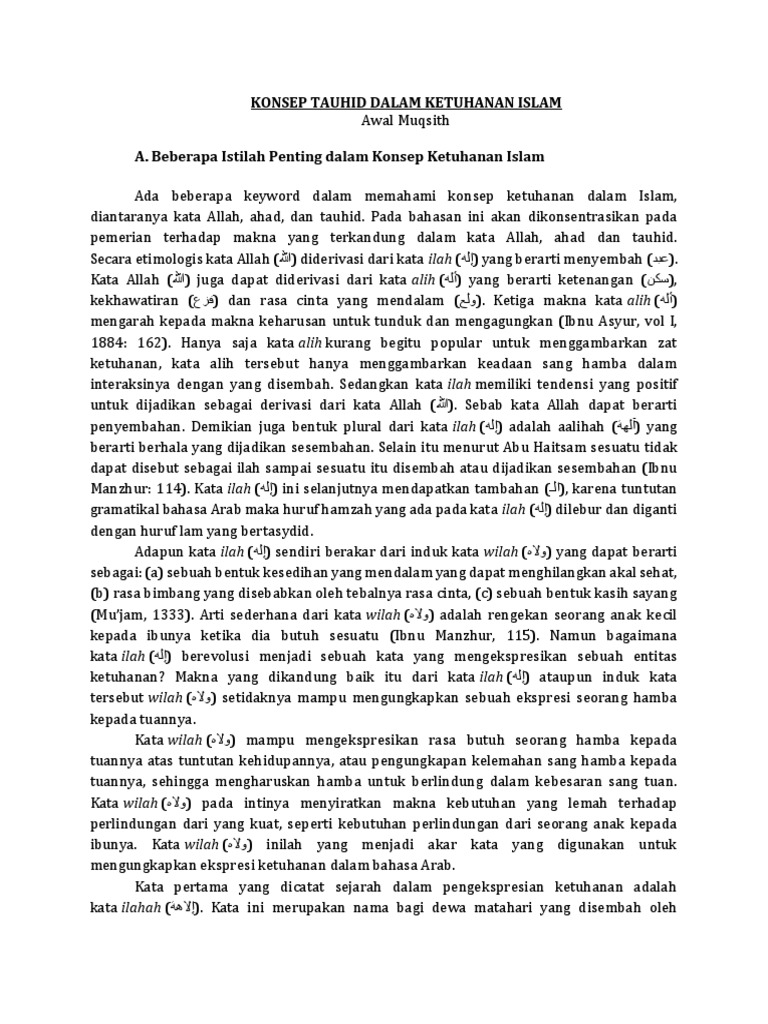 Konsep Tauhid Dalam Ketuhanan Islam | PDF