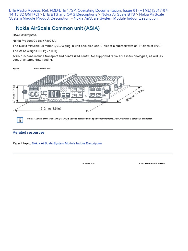 Nokia Airscale Common Unit (Asia) | PDF