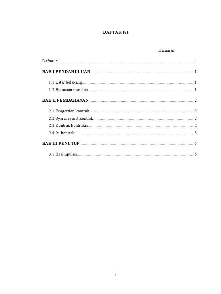 DAFTAR ISI Isi Kontrak | PDF