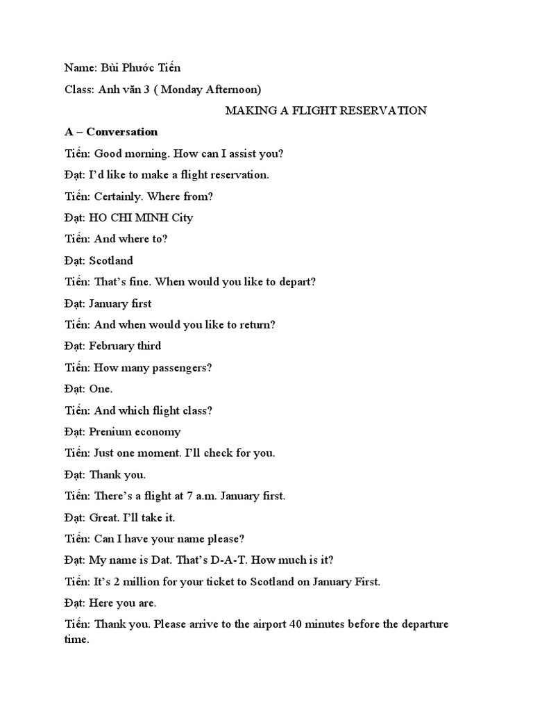 Flight Reservation Process Example | PDF | Career & Growth | Business