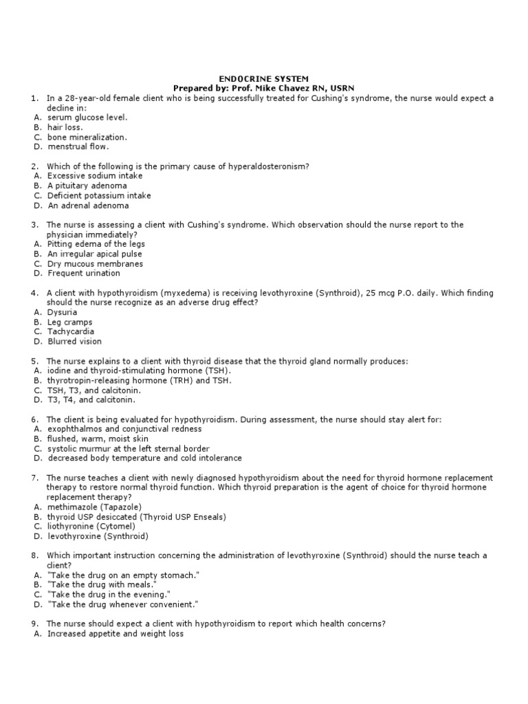 Endocrine Nursing Assessment | PDF | Hypothyroidism | Thyroid